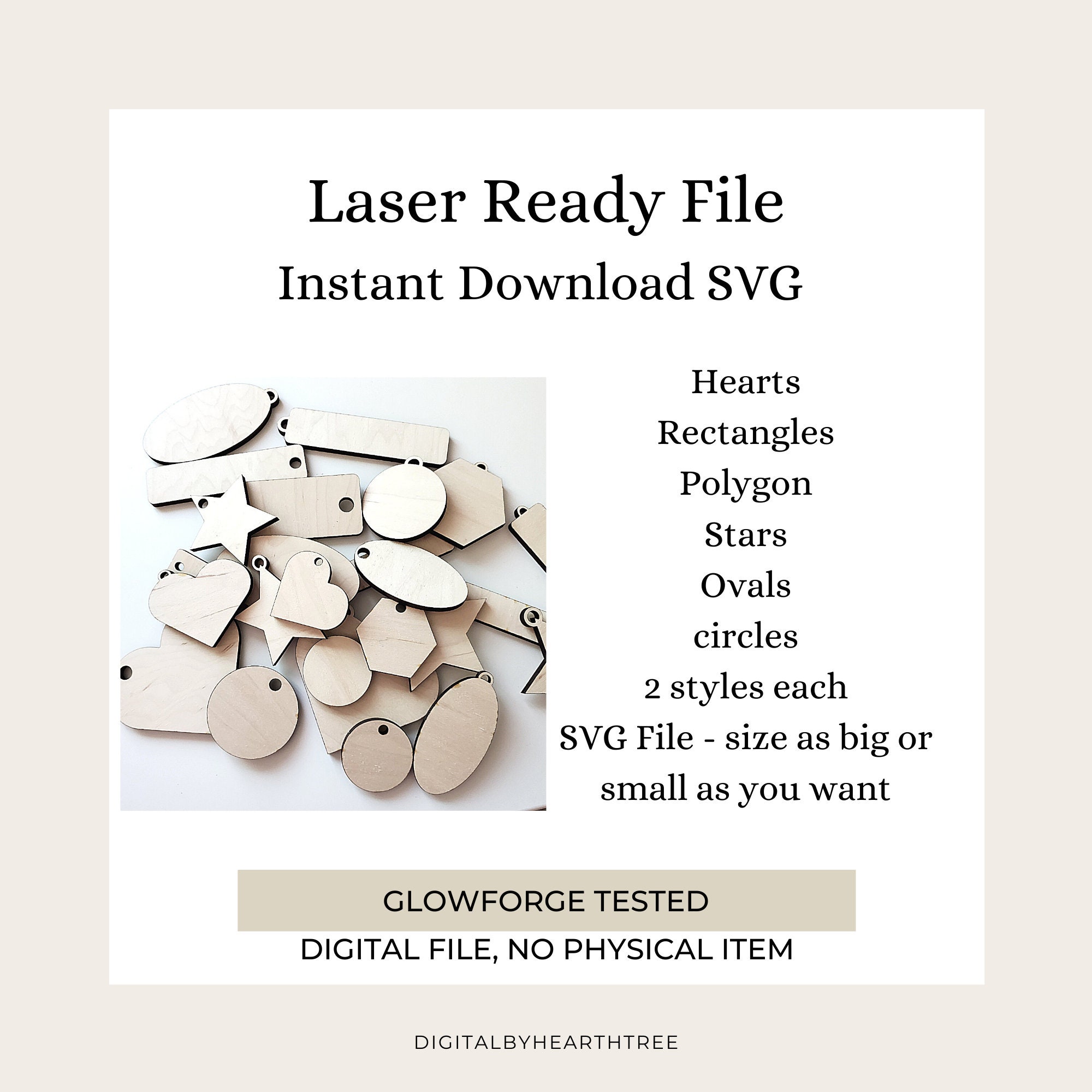 SVG File Keychain Gift Tags Template Basic Shapes Heart Oval Circle ...