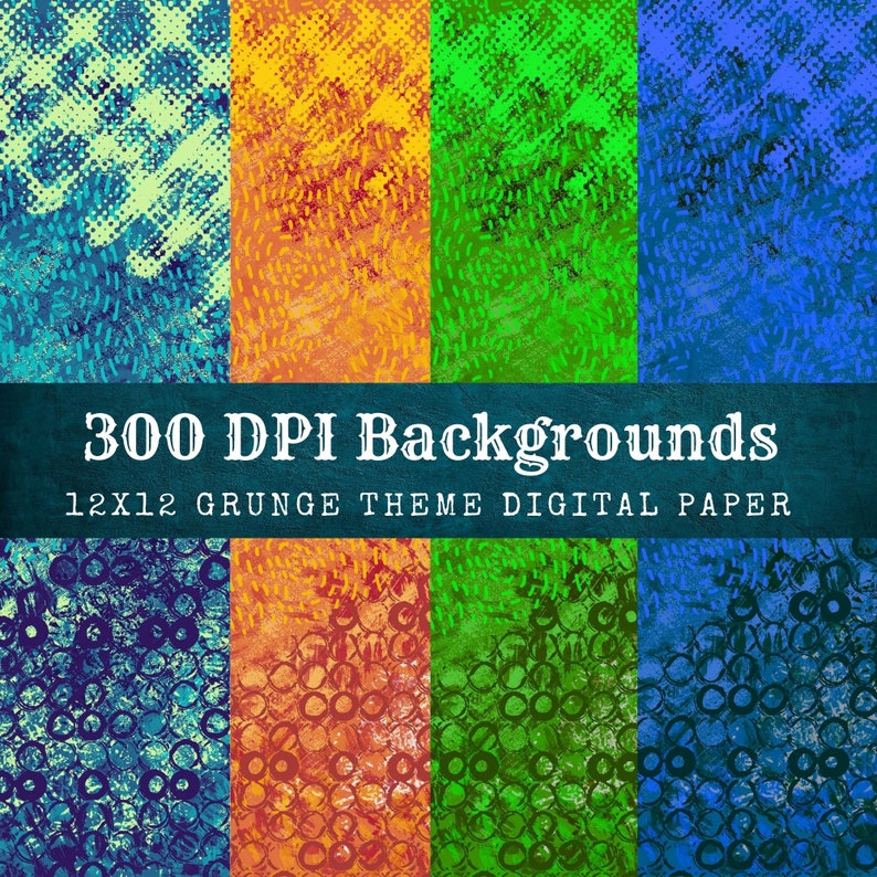 Grunge Digital Paper 16 Designs 300 Dpi 12 X12 Instant Download Collage ...