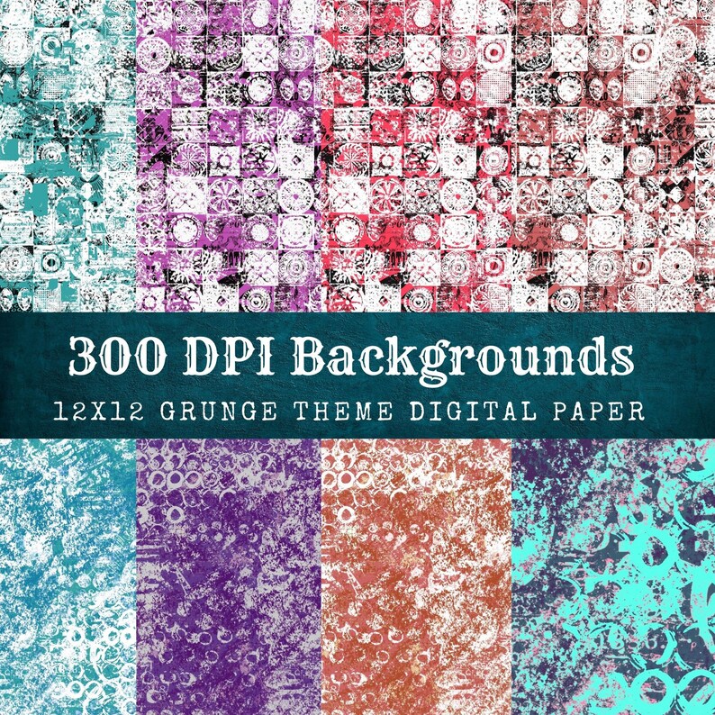 Grunge Digital Paper 16 Designs 300 Dpi 12 X12 Instant Download Collage ...