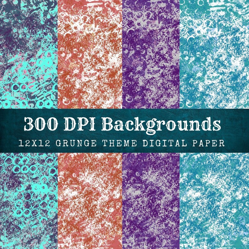 Grunge Digital Paper 16 Designs 300 Dpi 12 X12 Instant Download Collage ...