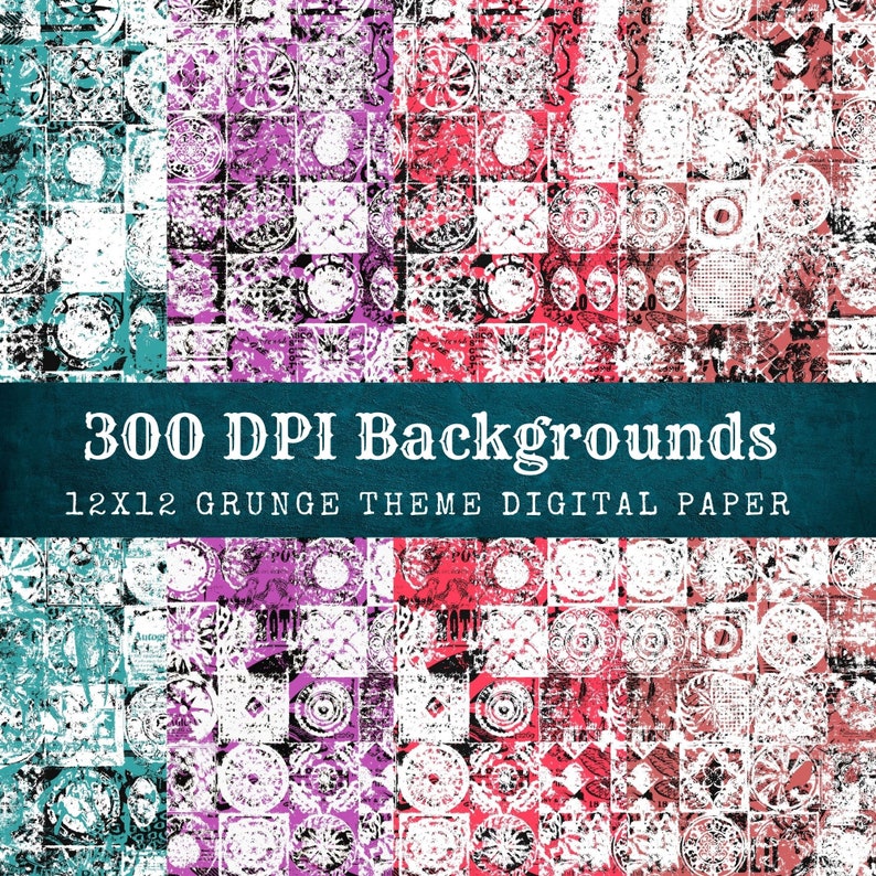 Grunge Digital Paper 16 Designs 300 Dpi 12 X12 Instant Download Collage ...