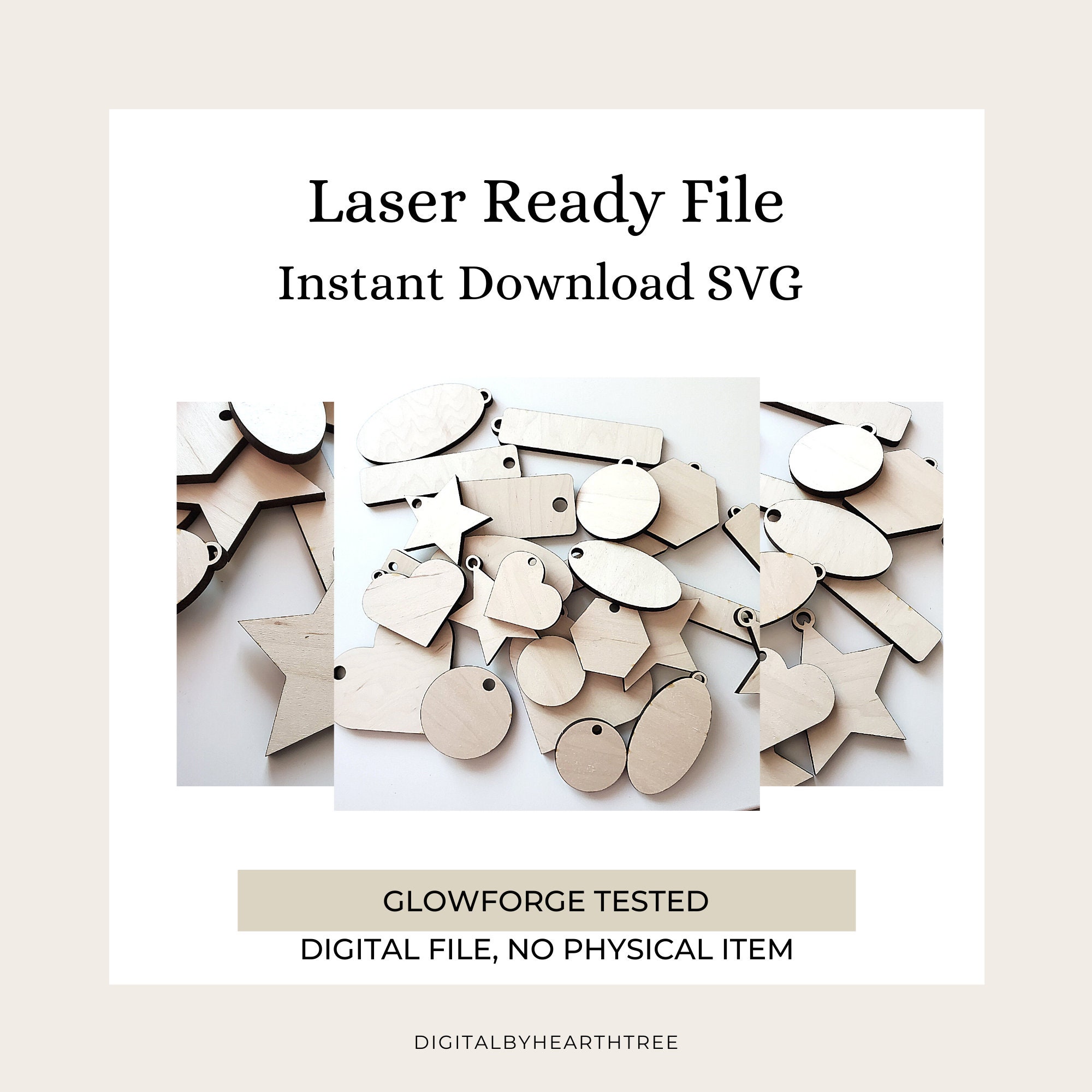 SVG File Keychain Gift Tags Template Basic Shapes Heart Oval Circle ...