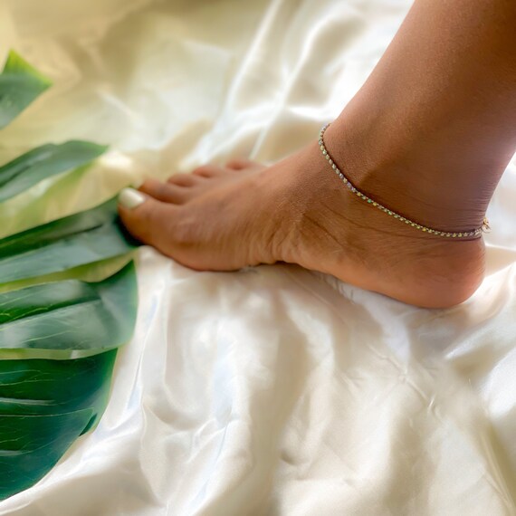 Silver Rhinestone Anklet/Simple & Classy/ Anklet | Etsy