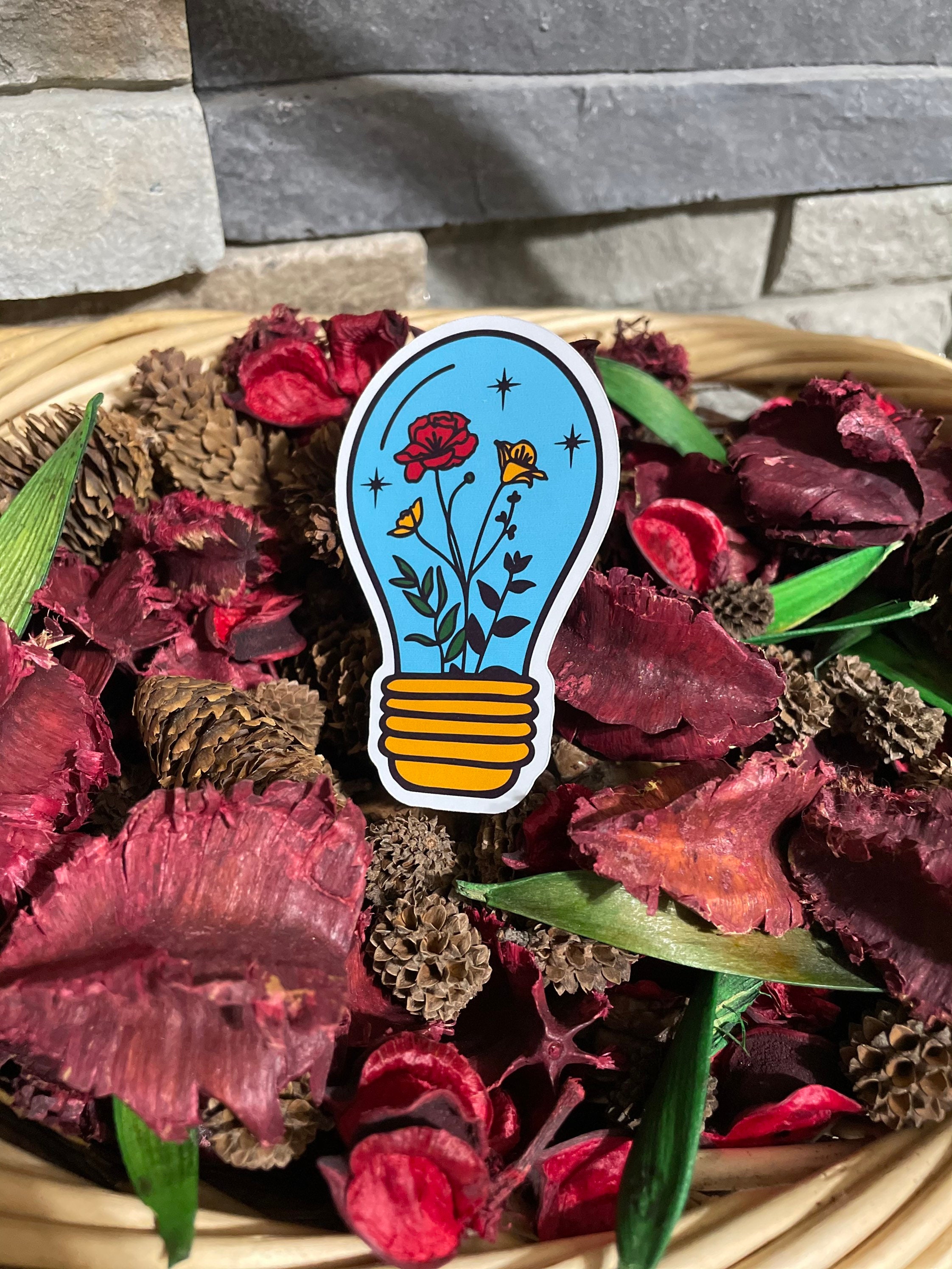 Flower Lightbulb Sticker - Etsy