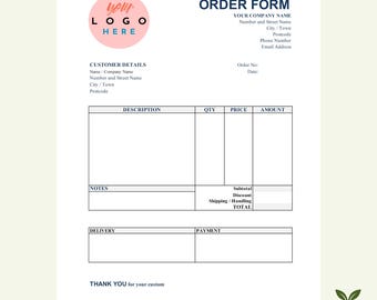 Editable Basic Order Form - Etsy