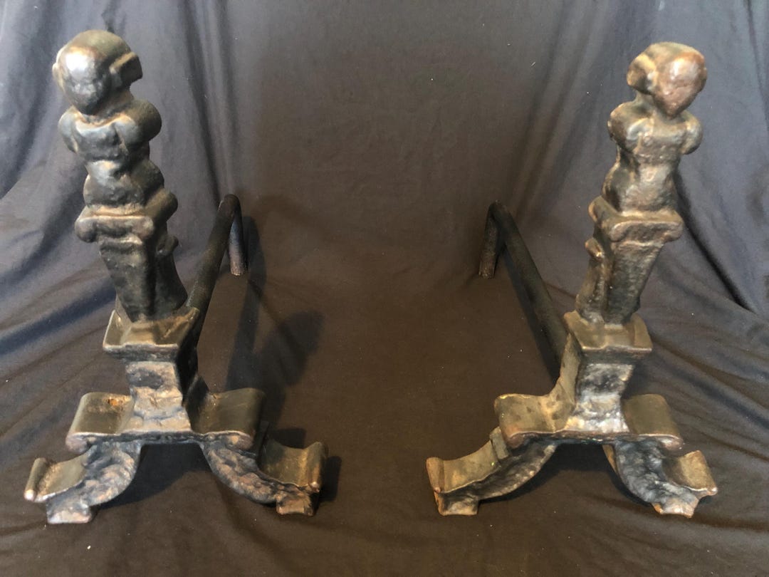 Antique Victorian Cast Iron Fire Dogs Circa 1890,s - Etsy