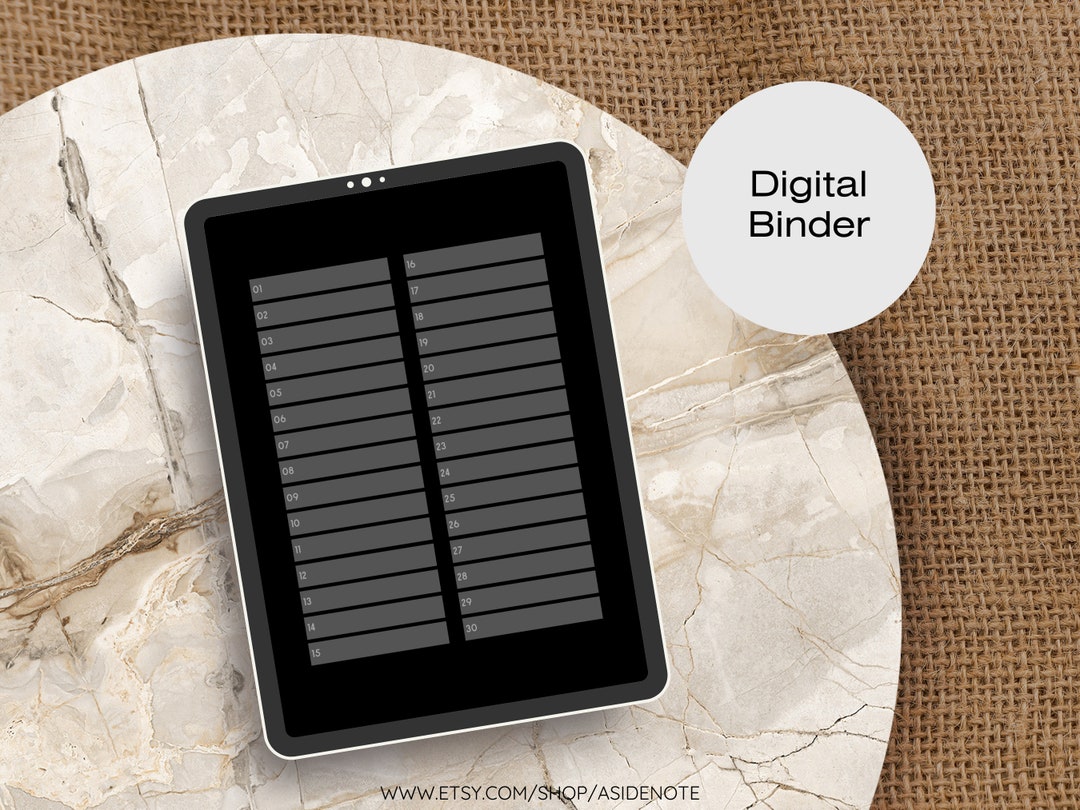 Black Dark Mode Digital 30 Subject Binder | Notebook | Hyperlinked PDF ...