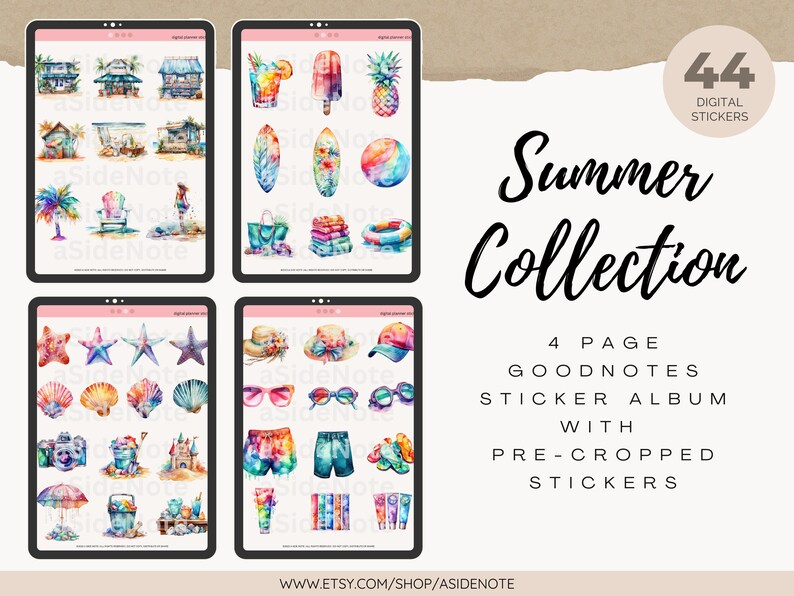 Summer Collection Tropical Beach Goodnotes Planner Stickers ...