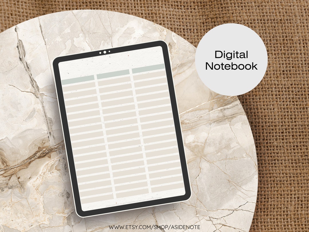 Natural Fiber Look Digital Notebook | Lined Pages | Hyperlinked PDF ...