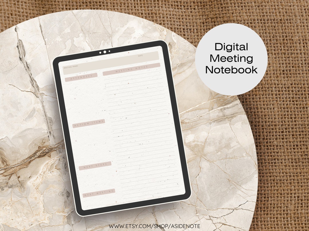 Natural Fiber Look Meeting Digital Notebook | Hyperlinked PDF | Meeting ...