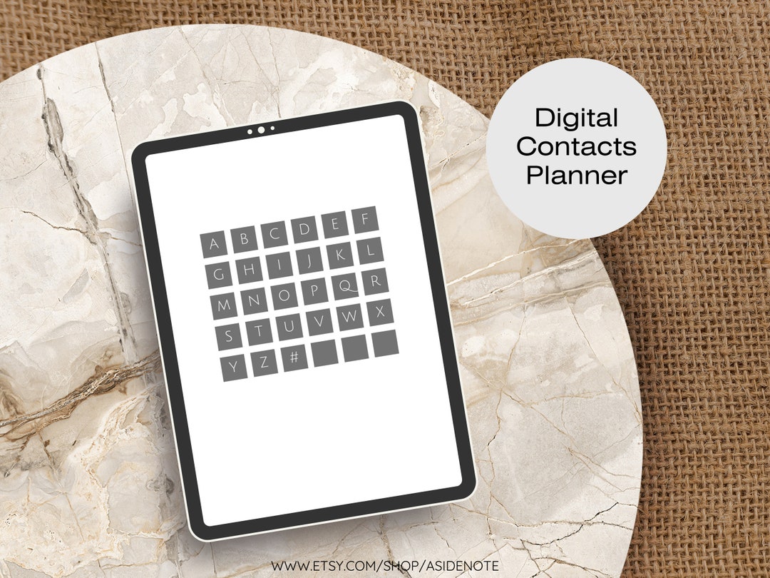 Contacts Digital Planner | Digital Address Book | Hyperlinked PDF ...