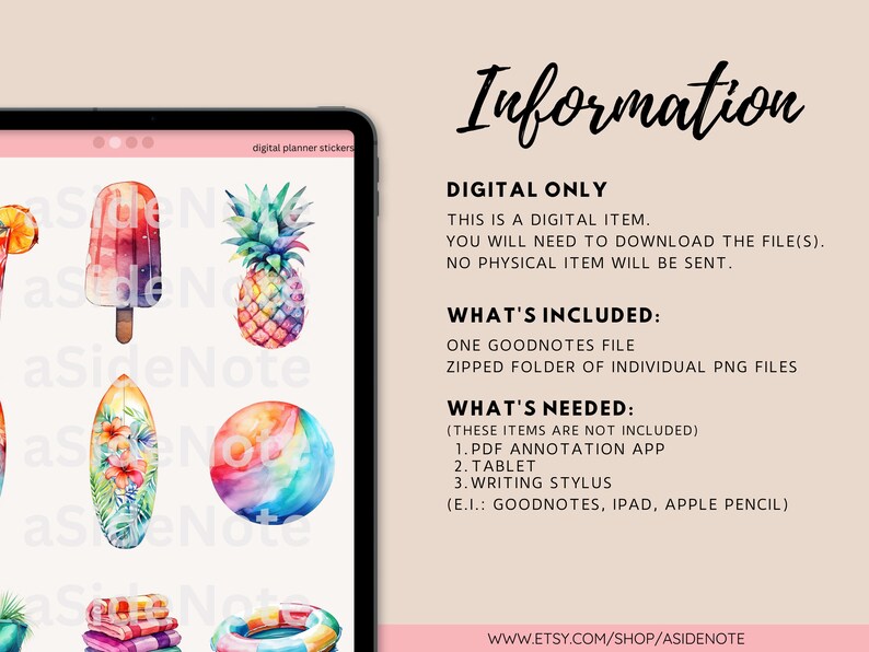 Summer Collection Tropical Beach Goodnotes Planner Stickers ...