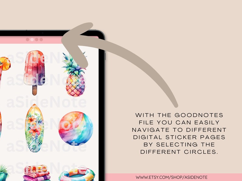 Summer Collection Tropical Beach Goodnotes Planner Stickers ...