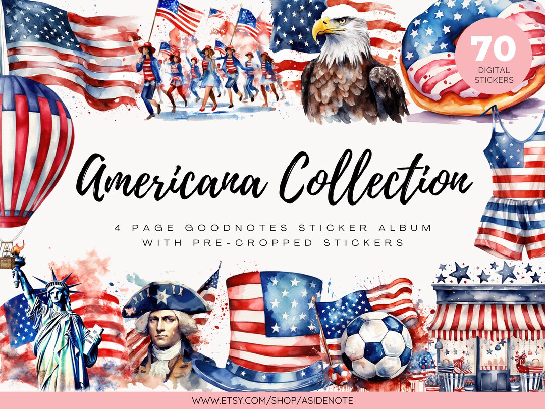 Americana Patriotic Collection Goodnotes Planner Stickers | Notability ...