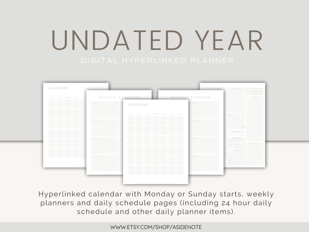 Undated Yearly Digital Planner | Hyperlinked PDF | Goodnotes ...