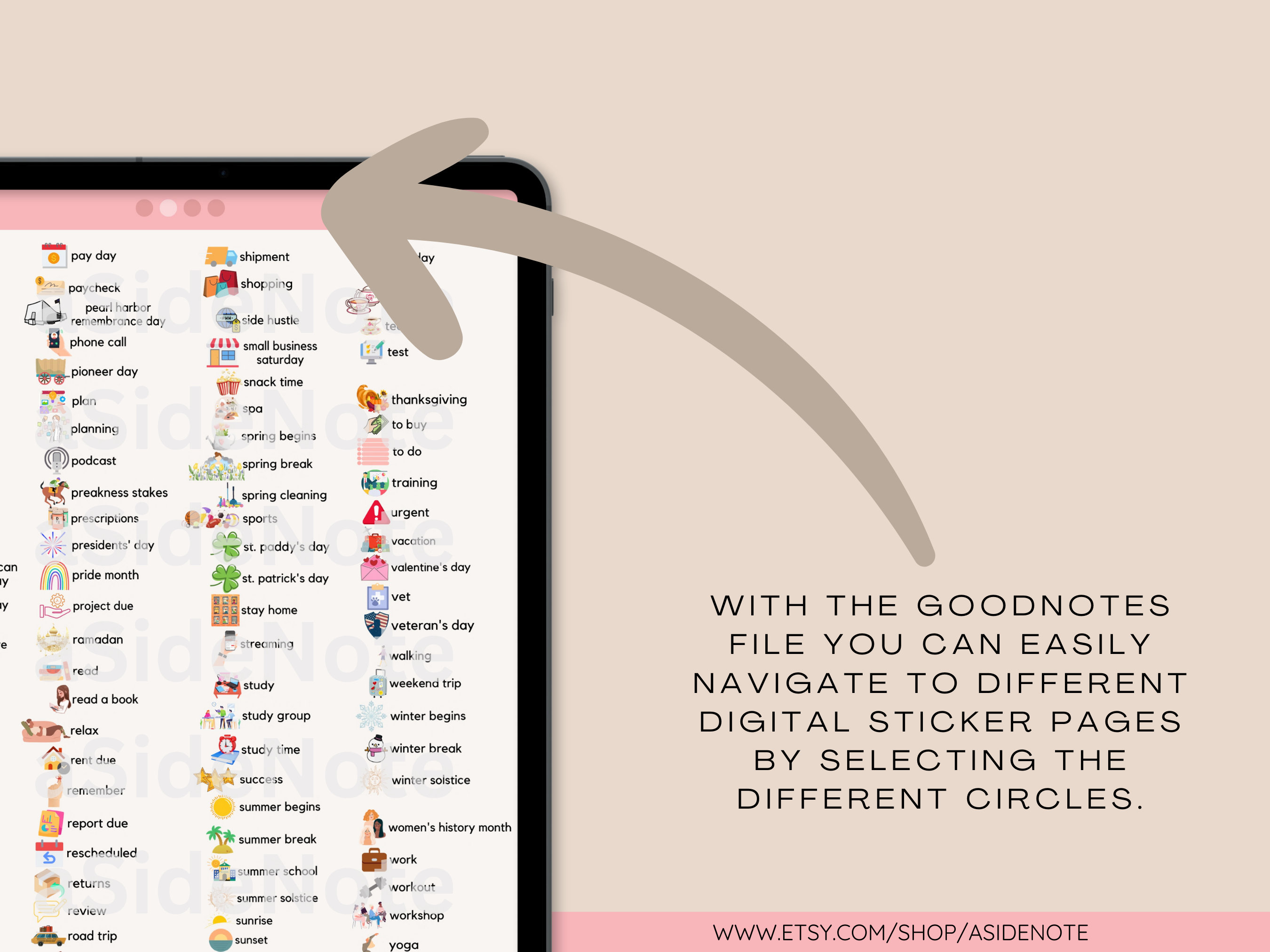 Everyday Life Text With Icons Goodnotes Planner Stickers | Notability ...