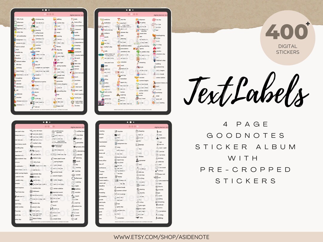 Everyday Life Text With Icons Goodnotes Planner Stickers | Notability ...