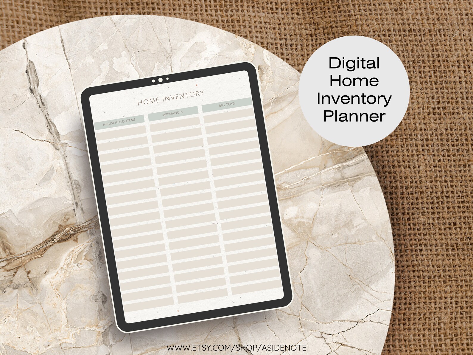 Home Inventory Digital Notebook | Hyperlinked PDF | List Pages ...