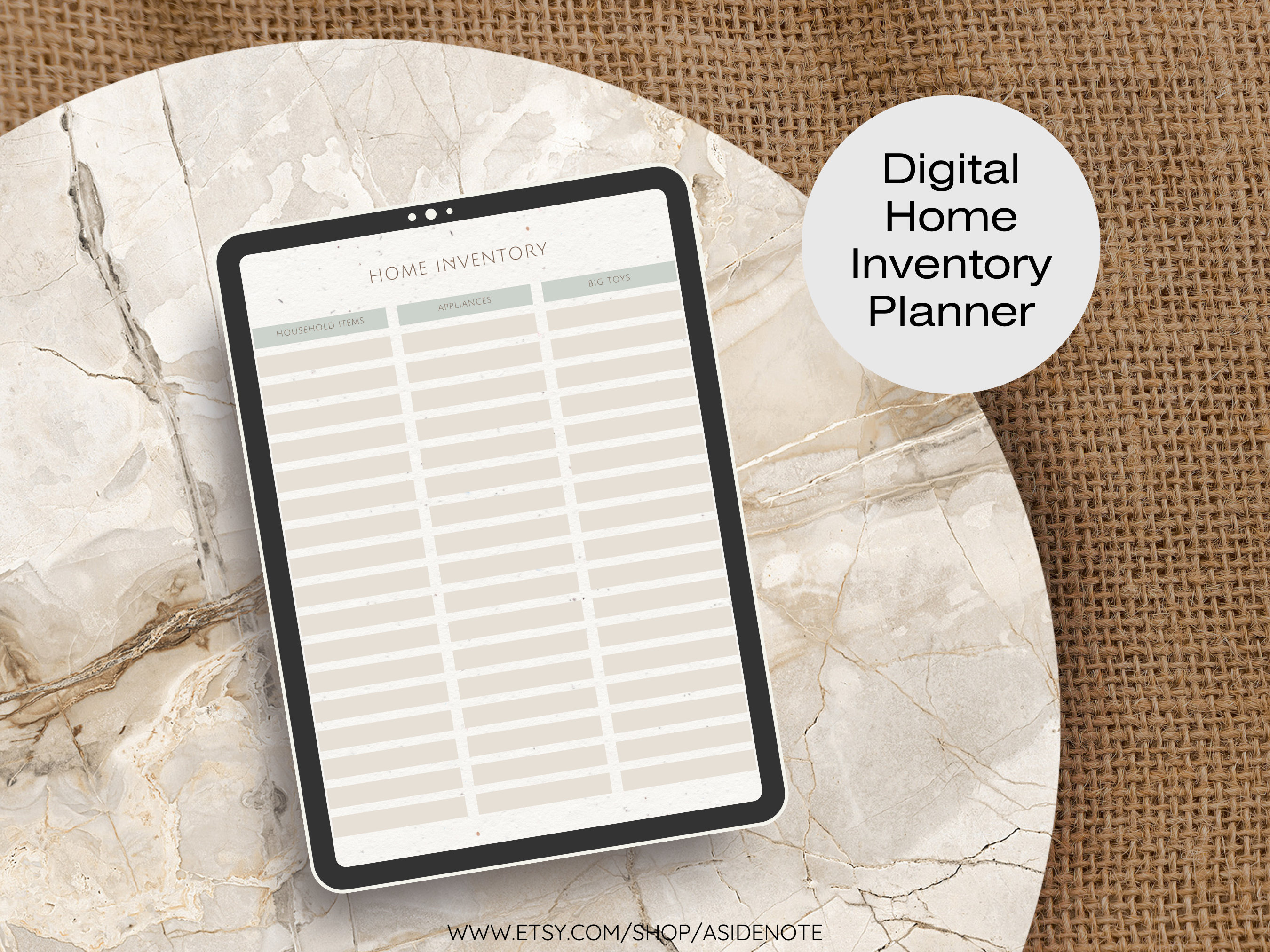 Home Inventory Digital Notebook | Hyperlinked PDF | List Pages ...