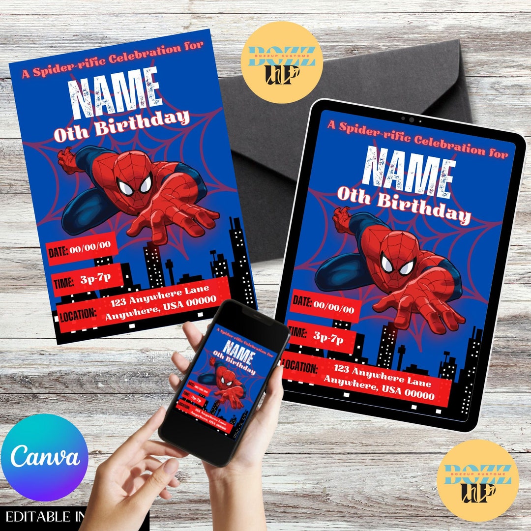Personalized Spider Web Invitation - Editable Canva Template for DIY ...