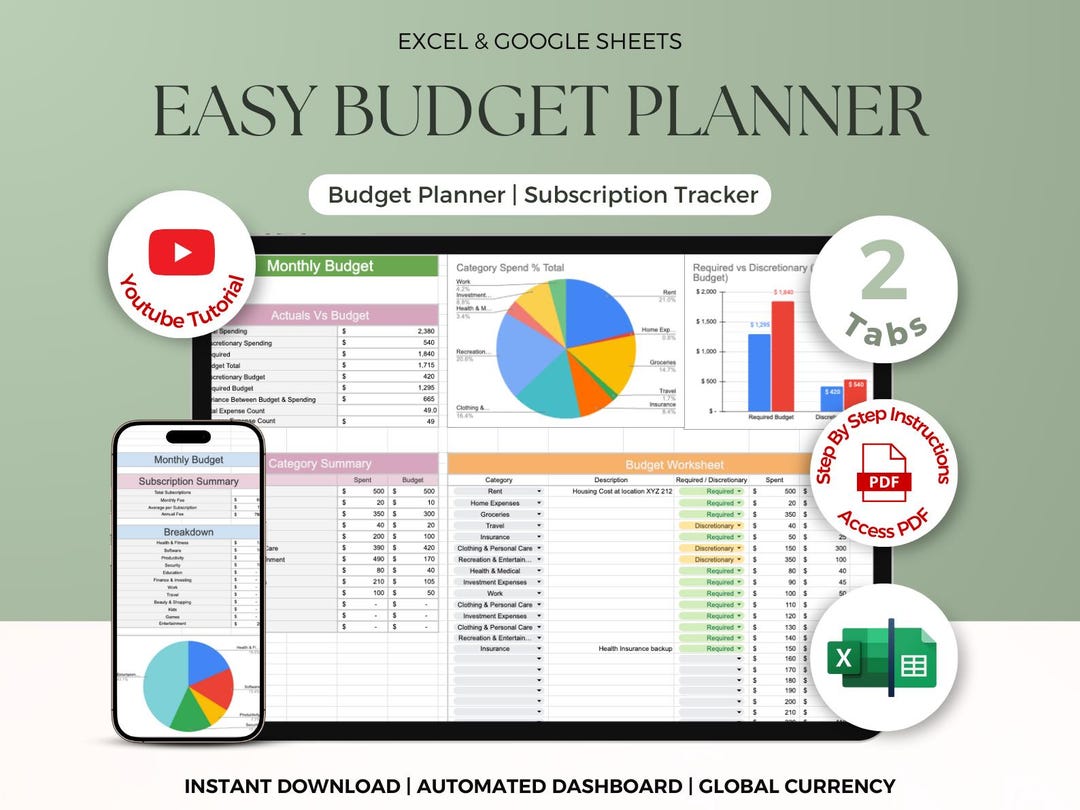 Easy Budget Planner: Monthly Expense & Subscription Tracker (google ...