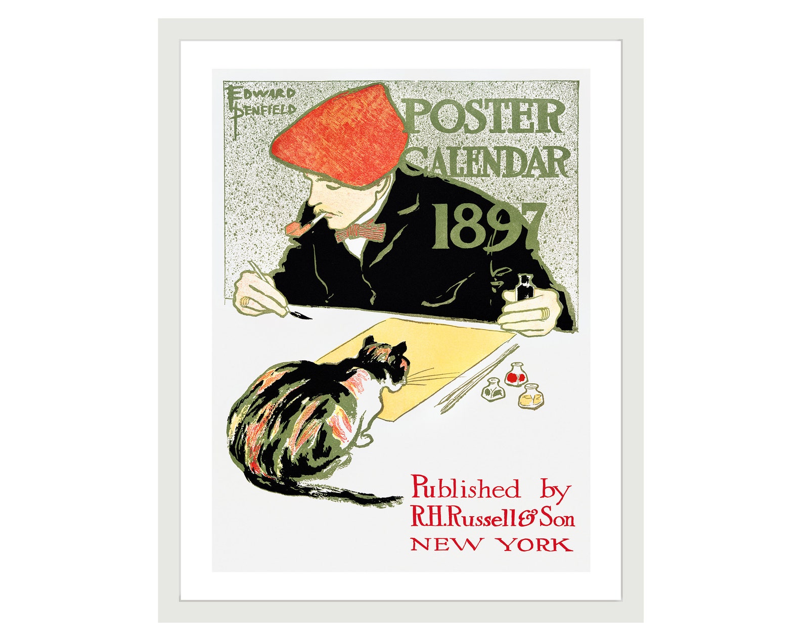 Vintage Poster Retro Calendar 1800s by Edward Penfield American Men ...