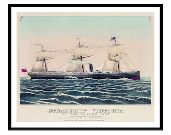 Sailing Ship Yacht Cambria Vintage Steampunk Art Illustration Patent ...