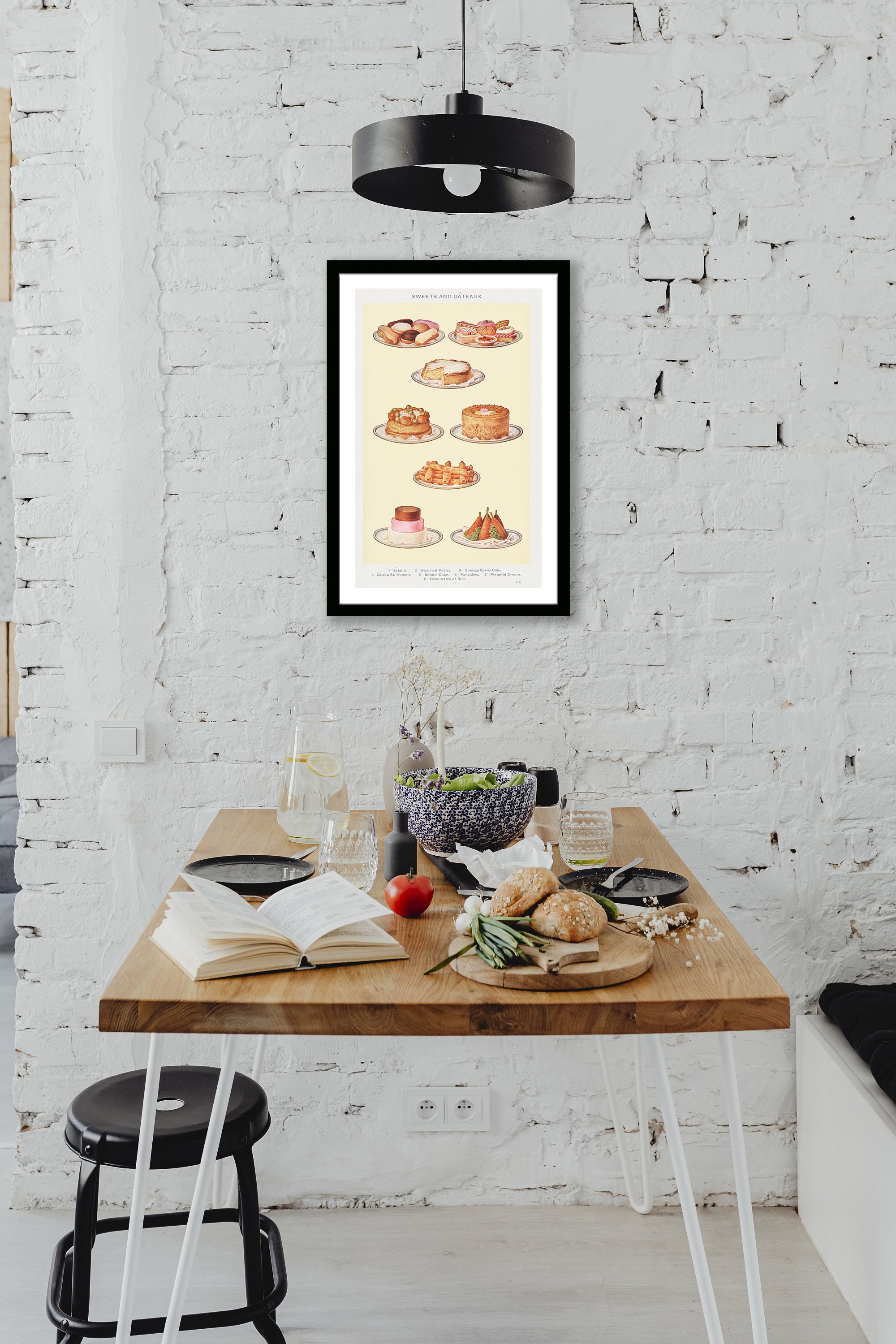 Victorian & French Cuisine Desserts Set Vintage Cooking Book Poster ...