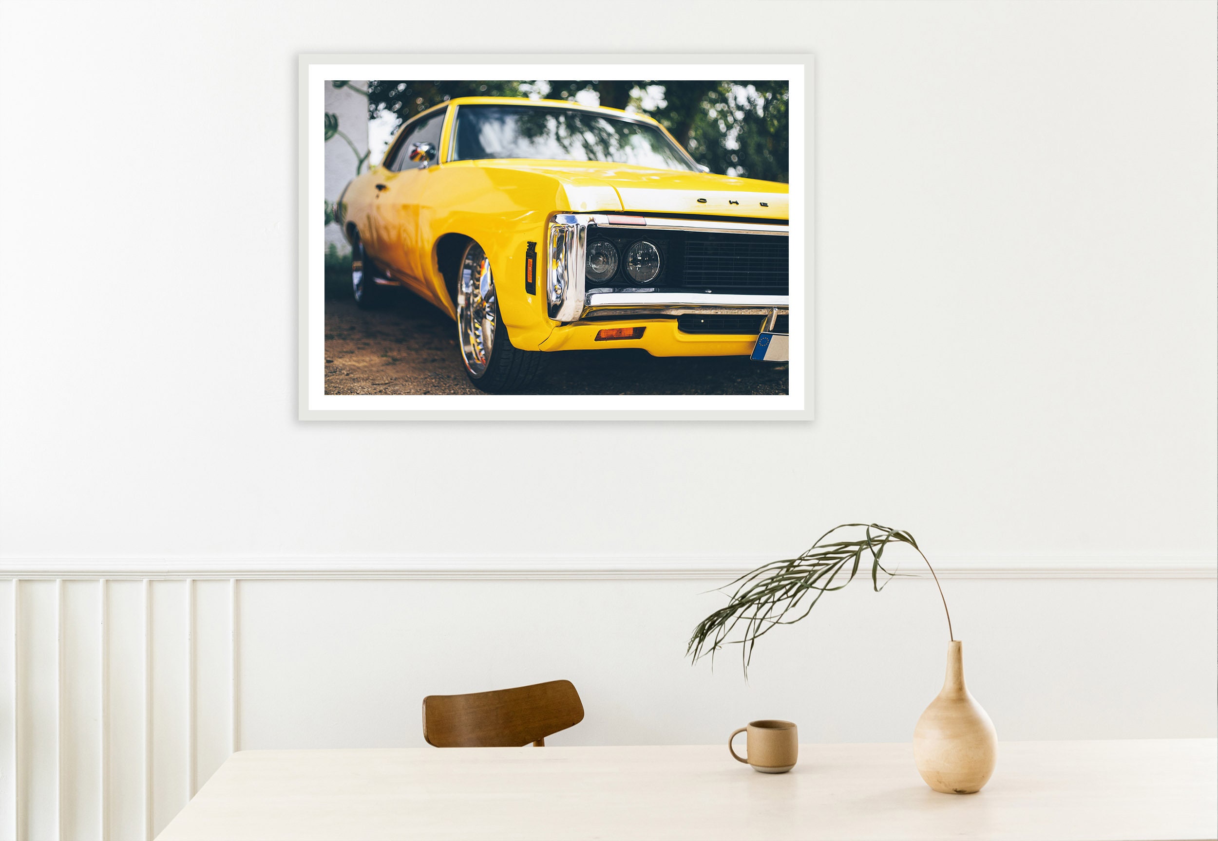 Closeup Poster of Vintage Yellow American Muscle Car - Etsy