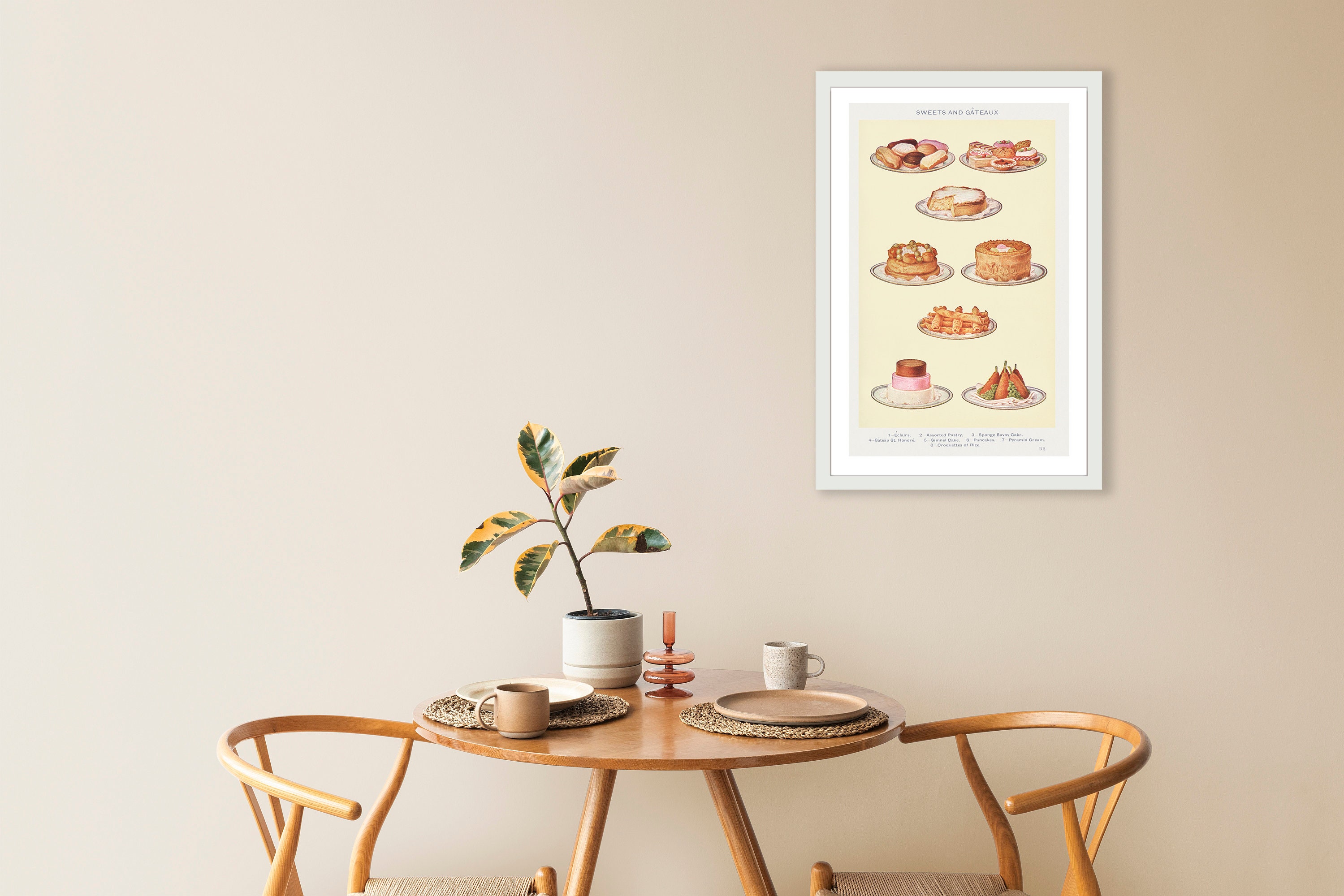 Victorian & French Cuisine Desserts Set Vintage Cooking Book Poster ...