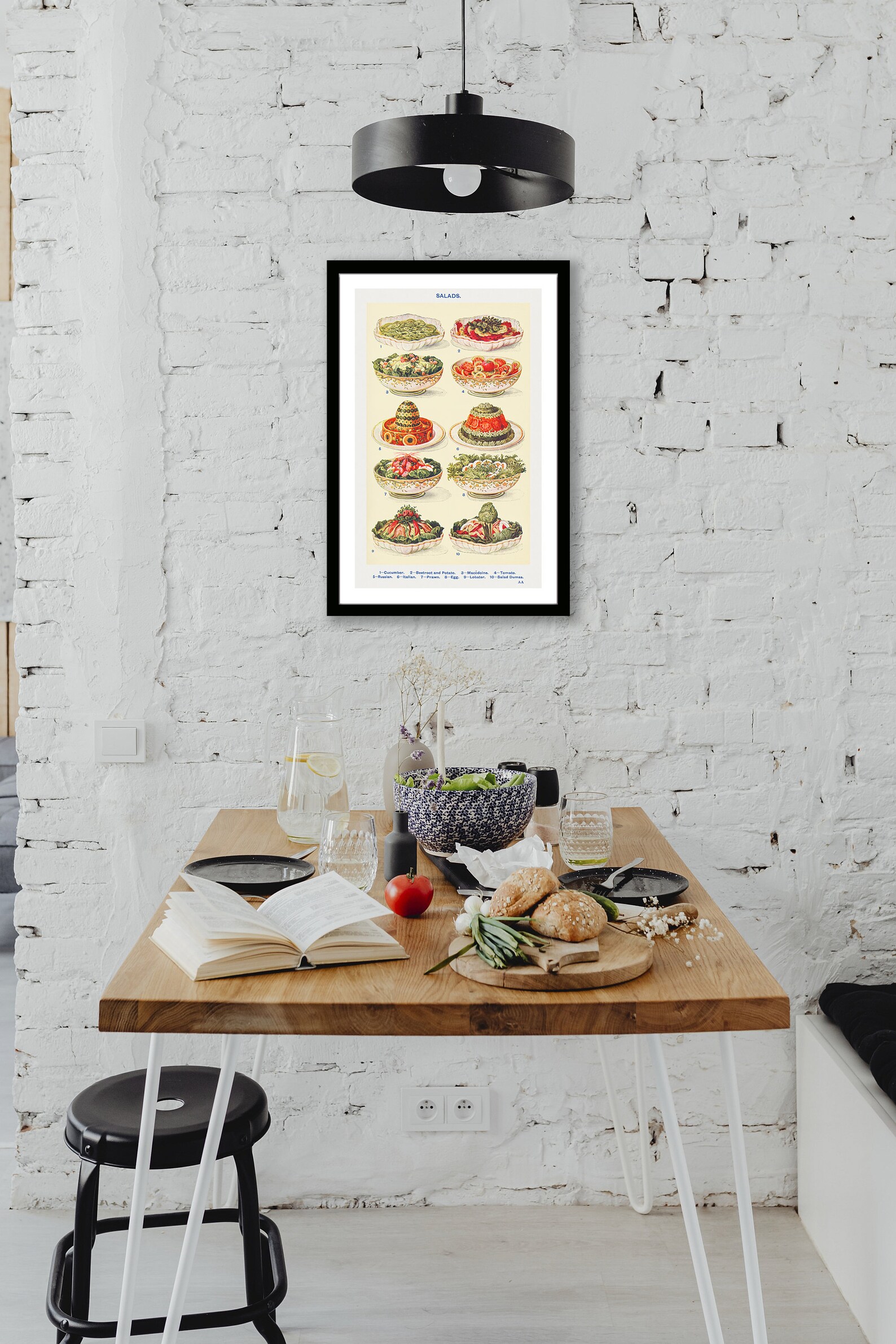 Victorian Affiche Cuisine Salads Set Vintage Cooking Book Poster ...