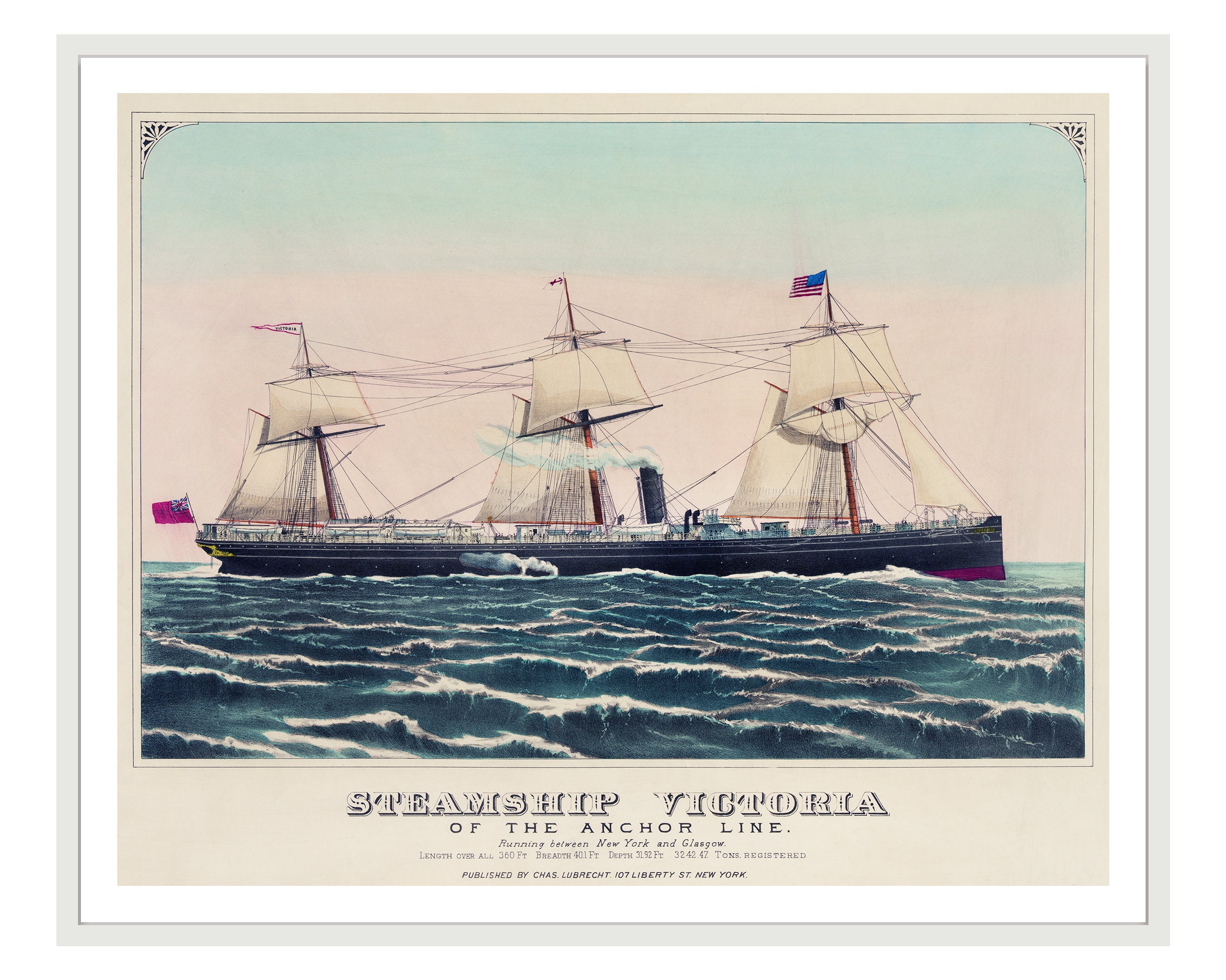 Steamship Victoria Vintage Steampunk Art Illustration Patent Print ...
