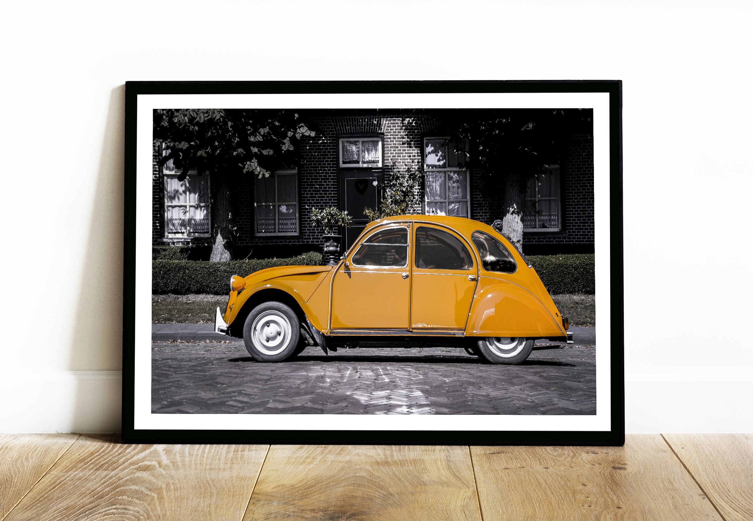 This Poster Features a Vintage Citroen 2CV, a Popular Car Model ...