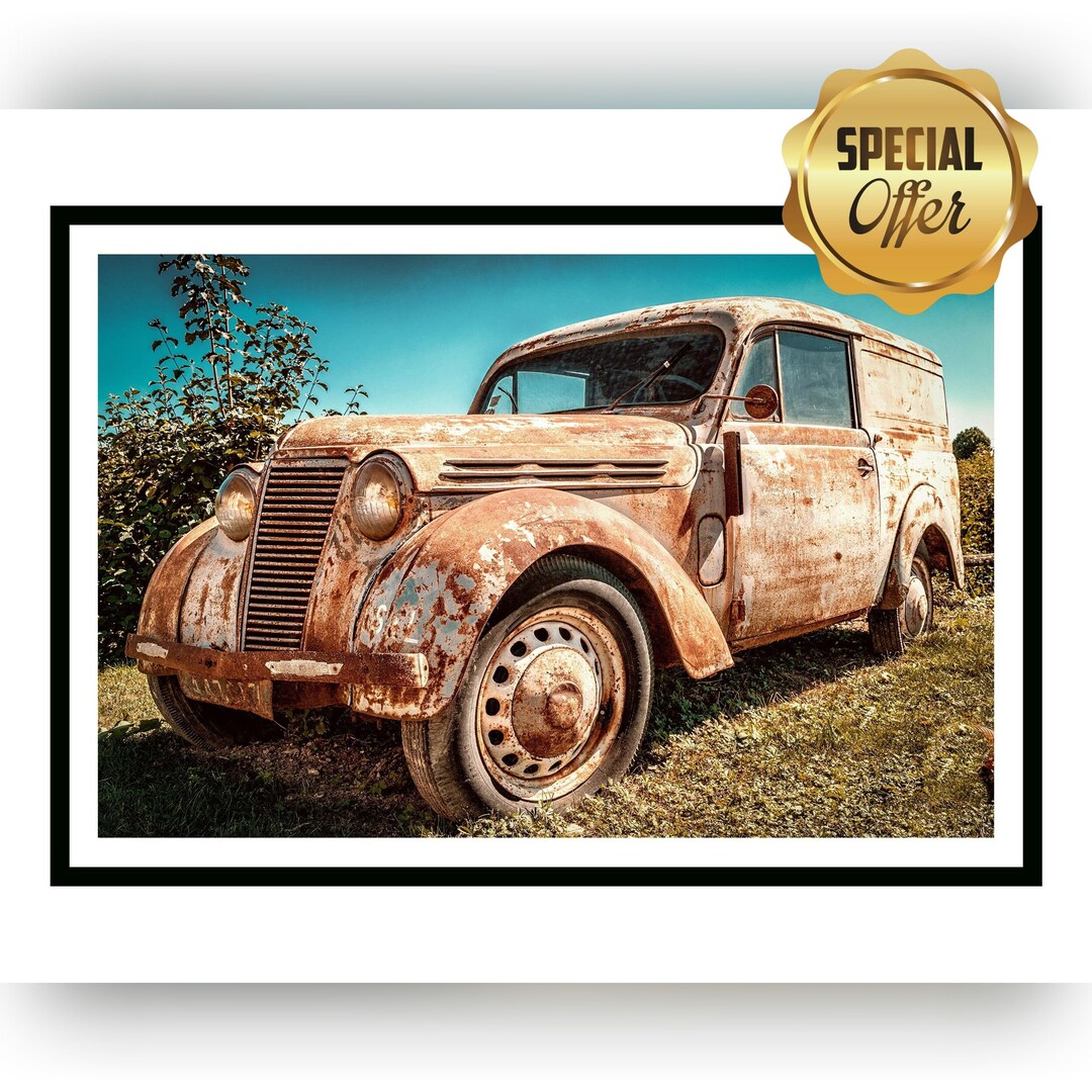 Old Rusty Vintage Car Poster Depicted in Vibrant, Lifelike Detail ...