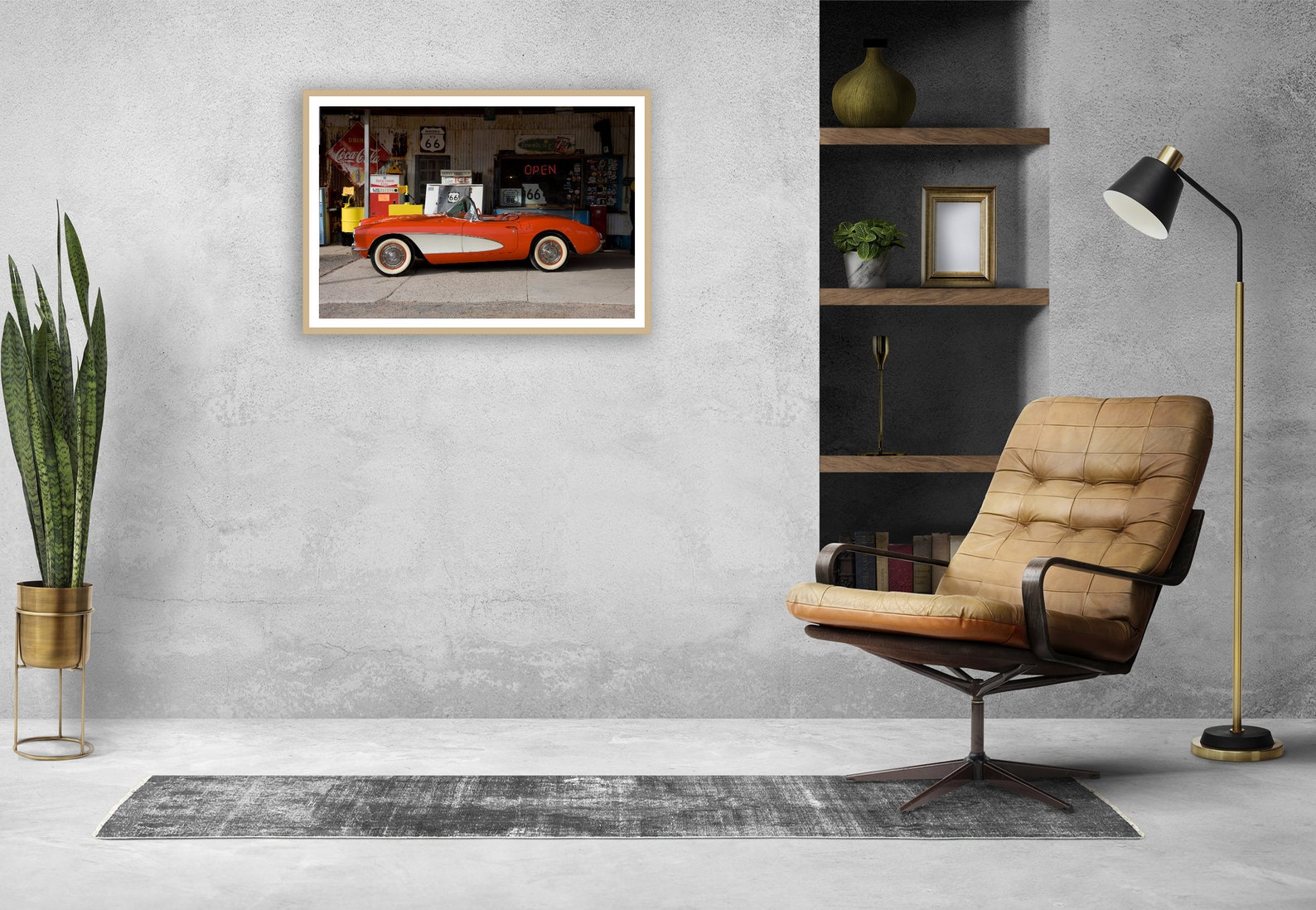 Poster of the Corvette Car Outside the Route 66 Hackberry General Store ...