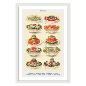 Victorian Affiche Cuisine Salads Set Vintage Cooking Book Poster ...