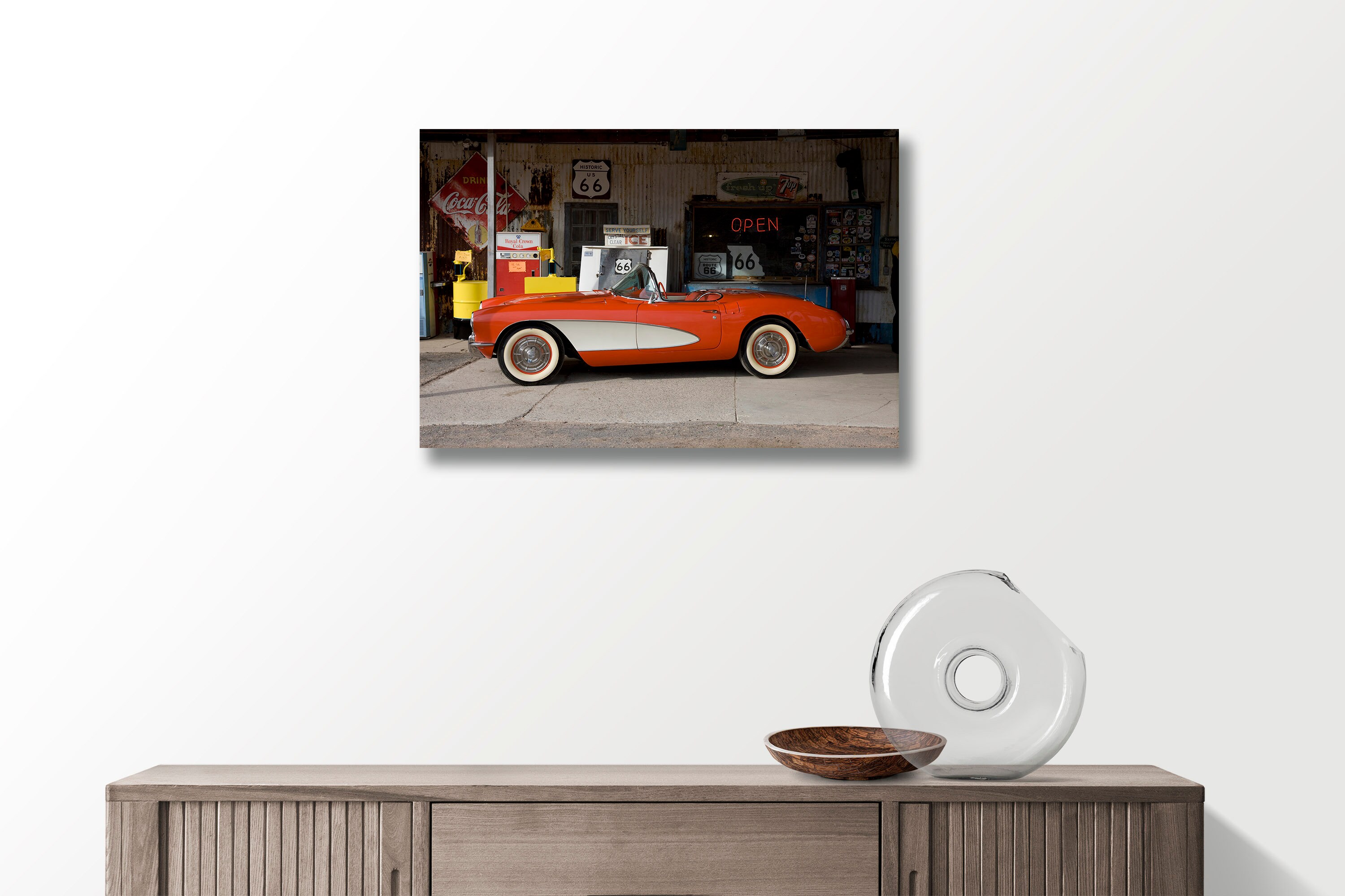 Poster of the Corvette Car Outside the Route 66 Hackberry General Store ...