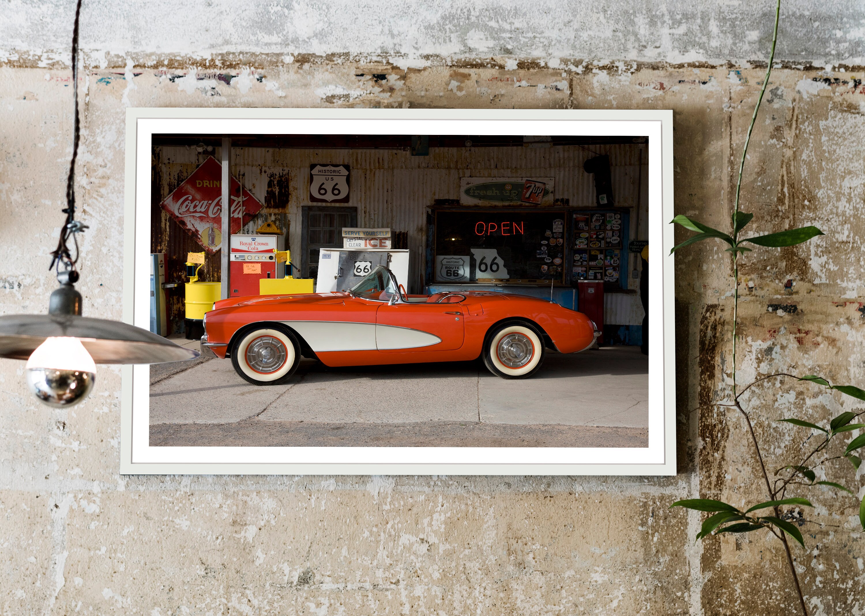 Poster of the Corvette Car Outside the Route 66 Hackberry General Store ...