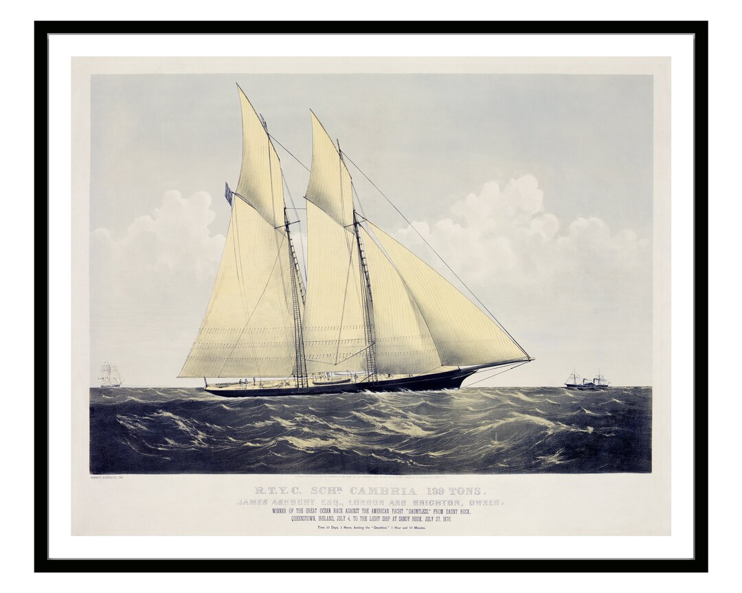 Sailing Ship Yacht Cambria Vintage Steampunk Art Illustration Patent ...