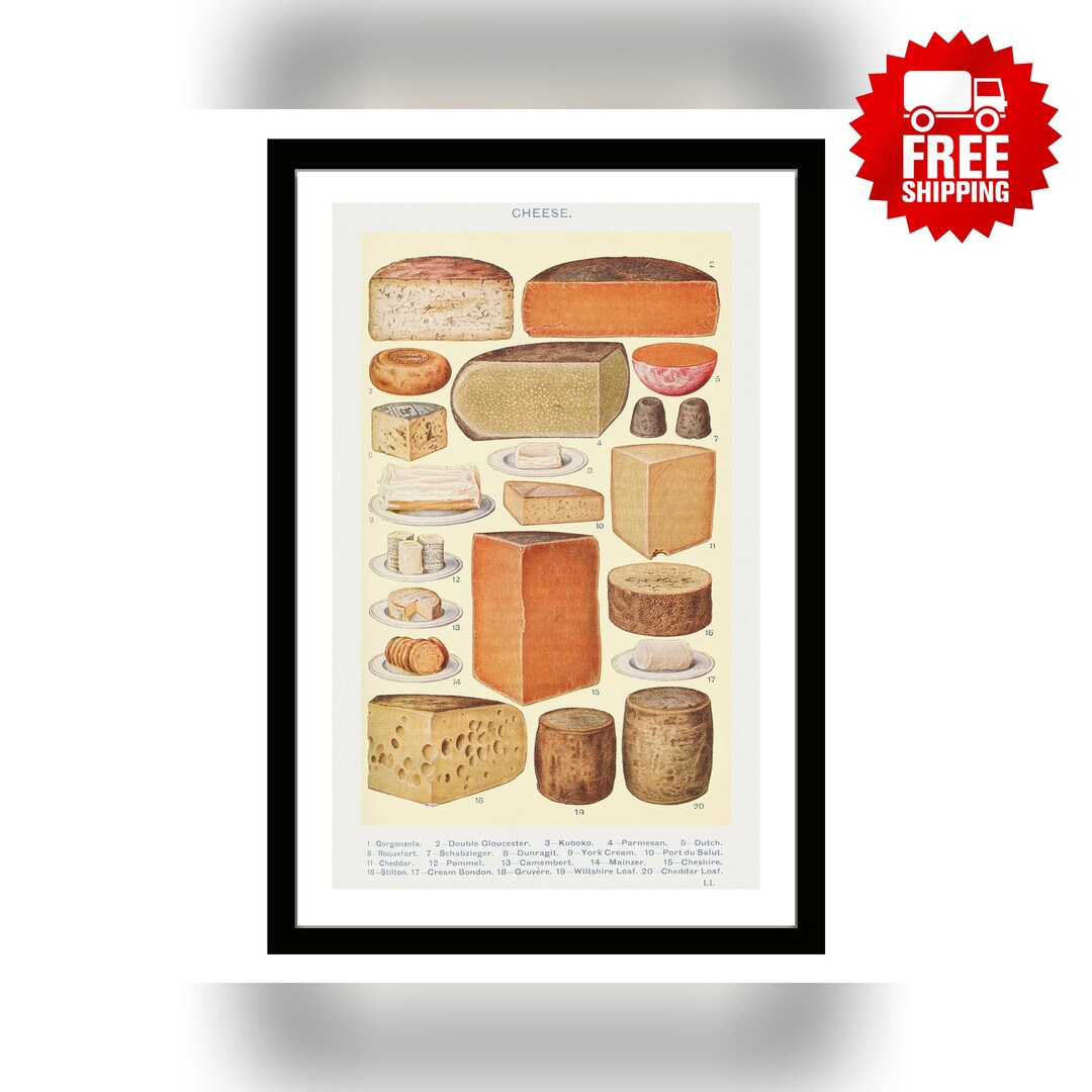 Victorian & French Cuisine Cheeses Varieties Set Vintage Cooking Book ...