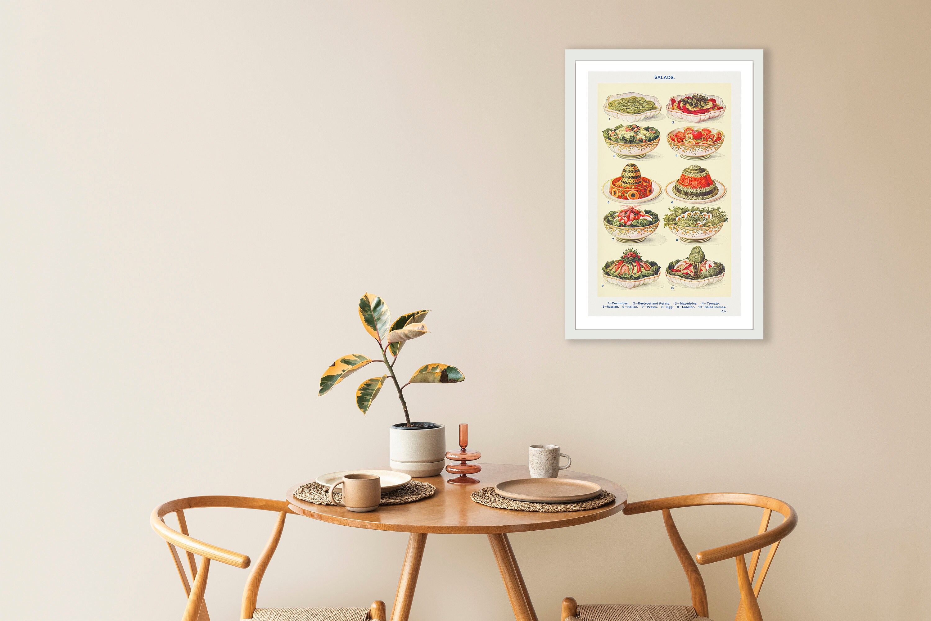 Victorian Affiche Cuisine Salads Set Vintage Cooking Book Poster ...