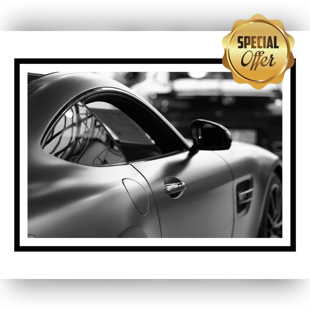 Poster of the Retro Muscle Luxury Grey Car - Etsy