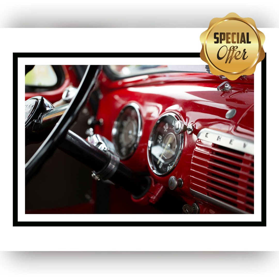 Vintage Red Chevrolet Muscle Car Interior Design - Etsy