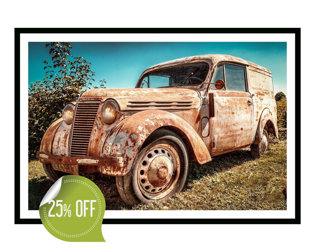 Old Rusty Vintage Car Poster Depicted in Vibrant, Lifelike Detail ...