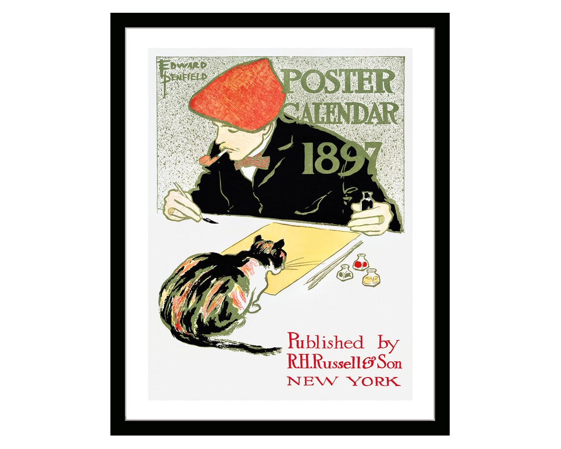 Vintage Poster Retro Calendar 1800s by Edward Penfield American Men ...