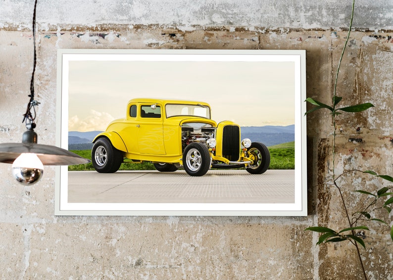 This Poster Features a Classic Ford Model B and Showcases the Car in a ...