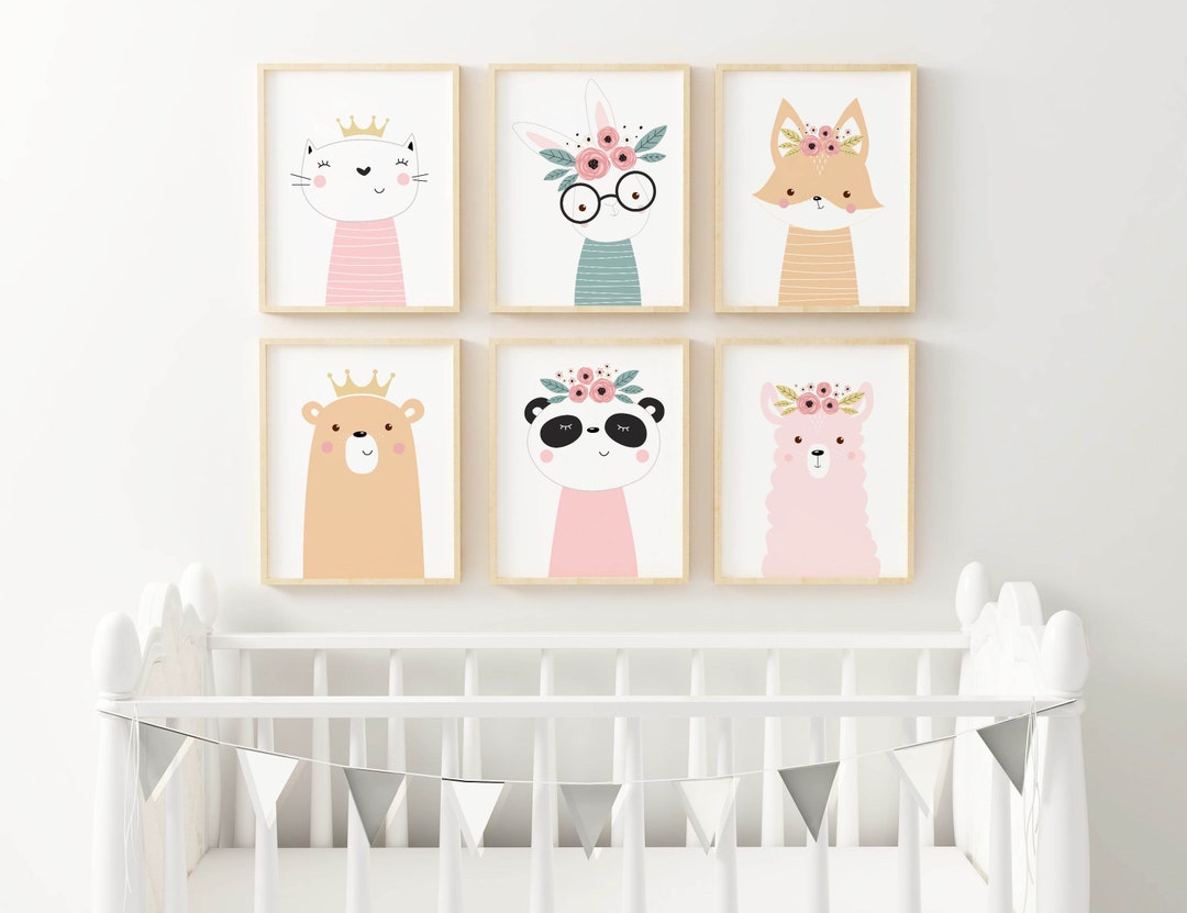 Animal Nursery Art Prints, Girl's Nursery Art Prints, Nursery Wall ...