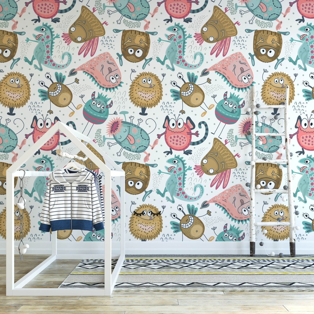 Monster Nursery Wallpaper, Removable Space Wallpaper, Pre-pasted ...