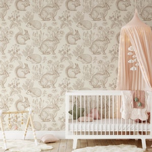 Woodland Nursery Wallpaper | Removable Fox & Rabbit Wallpaper | Pre ...