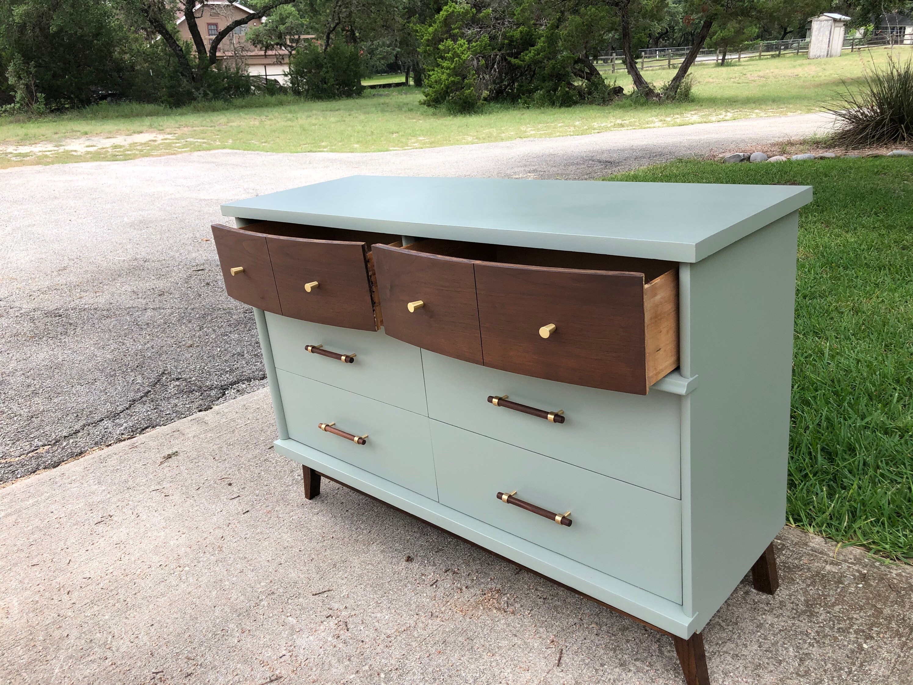 SOLD Refinished Mid Century Modern Sage / Green Dresser | Etsy